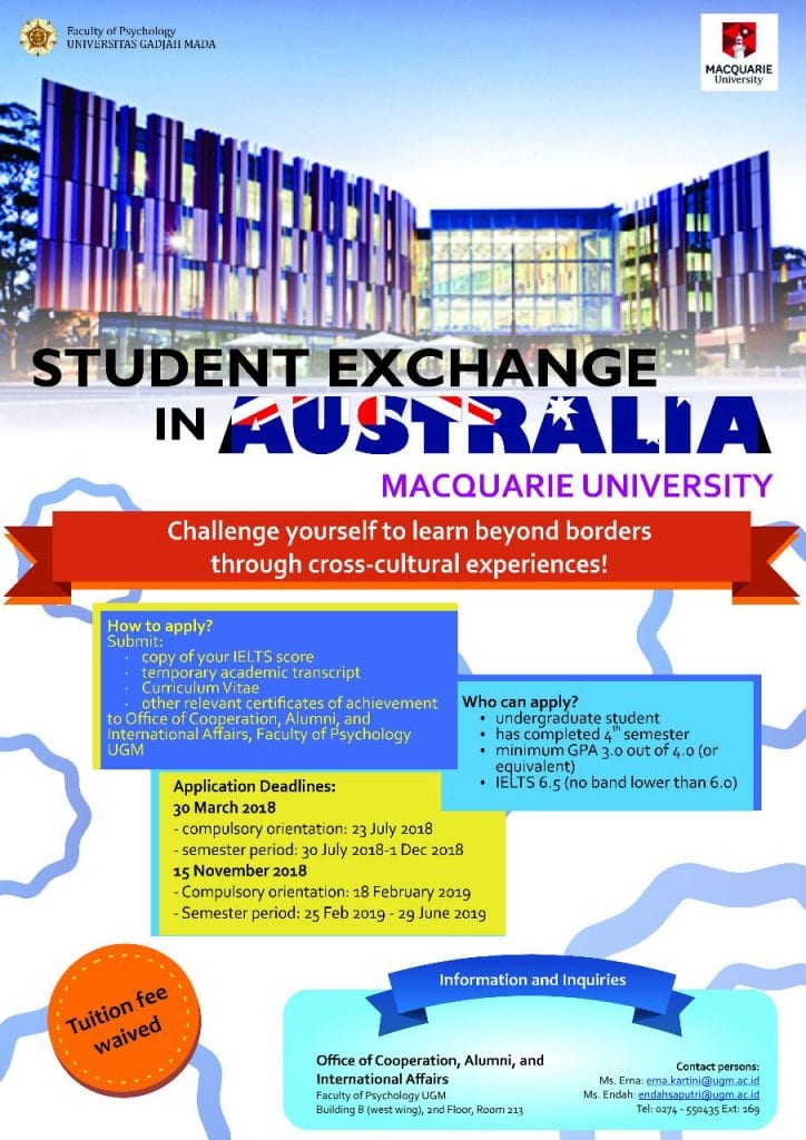 Student Exchange in Australia – Fakultas Psikologi Universitas Gadjah Mada