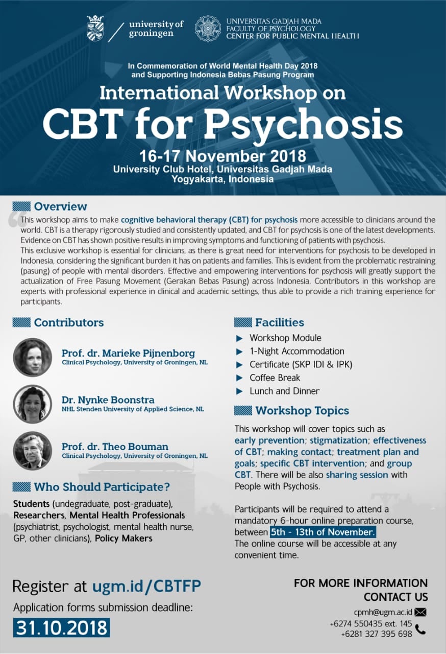 International Workshop on CBT for Psychosis – Fakultas Psikologi ...