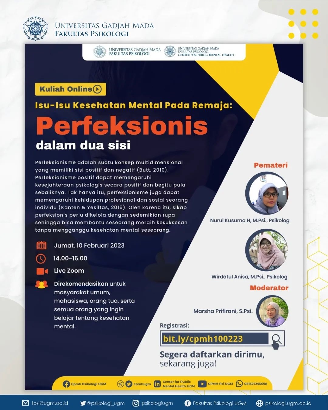 [KULON CPMH UGM: Perfekionis dalam dua sisi] – Fakultas Psikologi ...