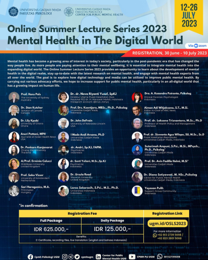Online Summer Lecture Series 2023: Mental Health in The Digital World ...